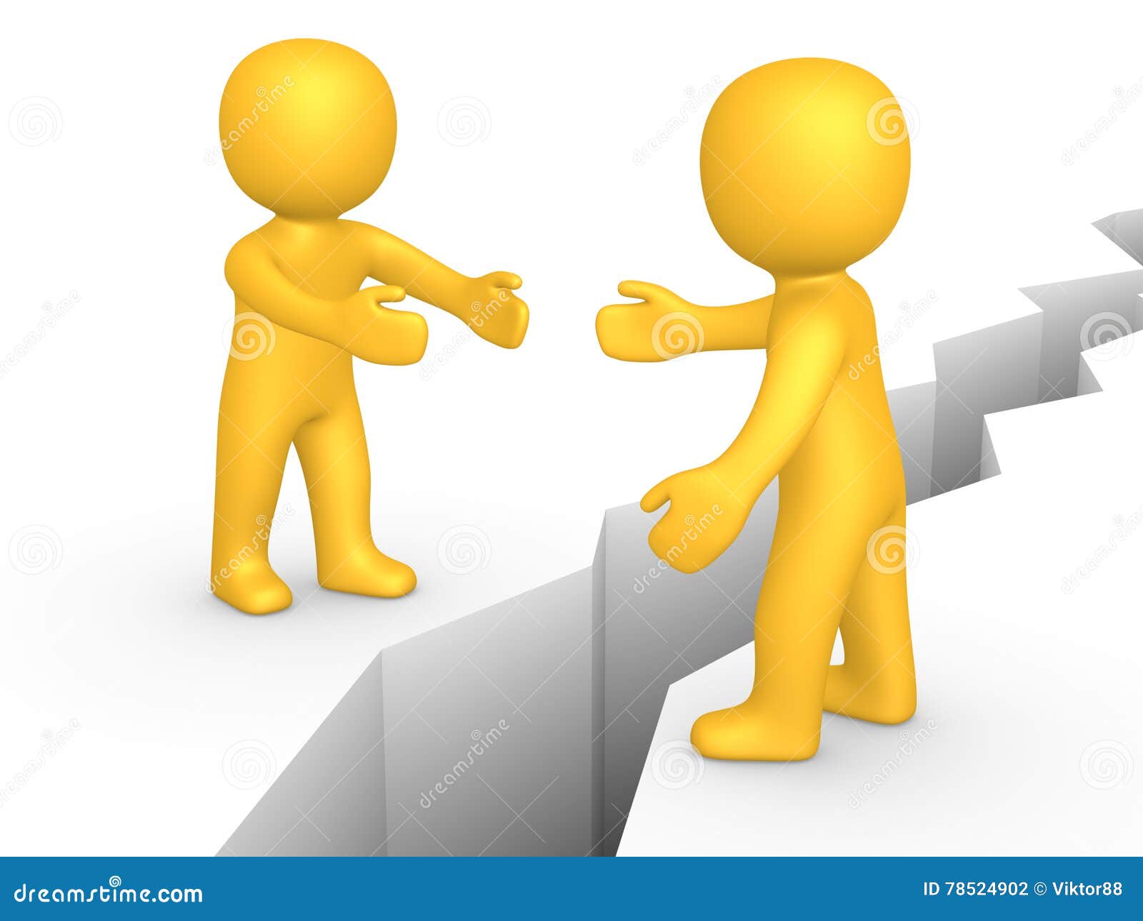 Two 3d Men Separated by the Breach. Stock Illustration - Illustration ...