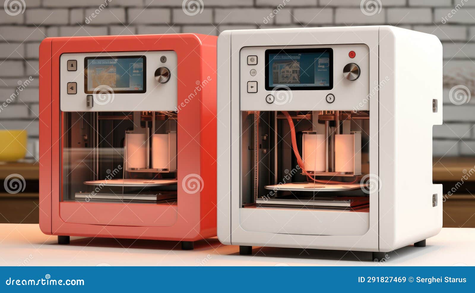 Two 3d Printers Sitting Side by Side on a Table. AI. Stock Image ...