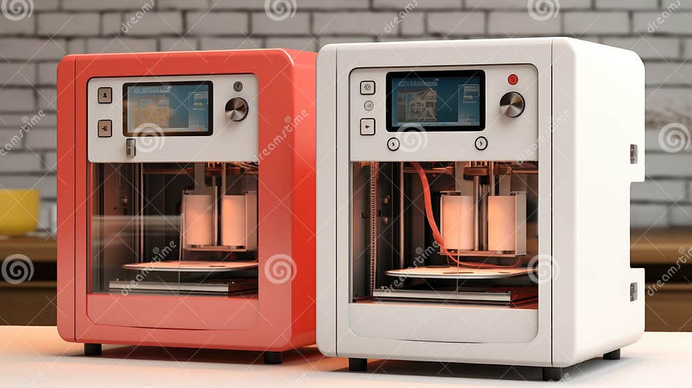 Two 3d Printers Sitting Side by Side on a Table. AI. Stock Image ...