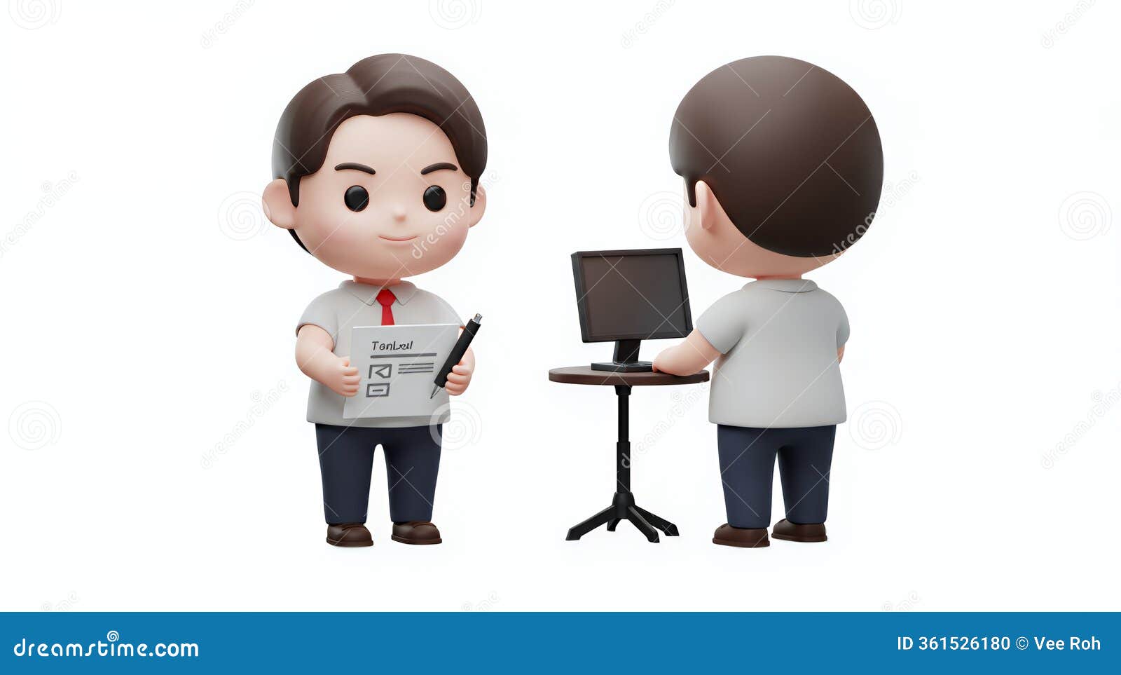 Chibi Korean Drywall Installer 3D Model Illustration Royalty-Free ...