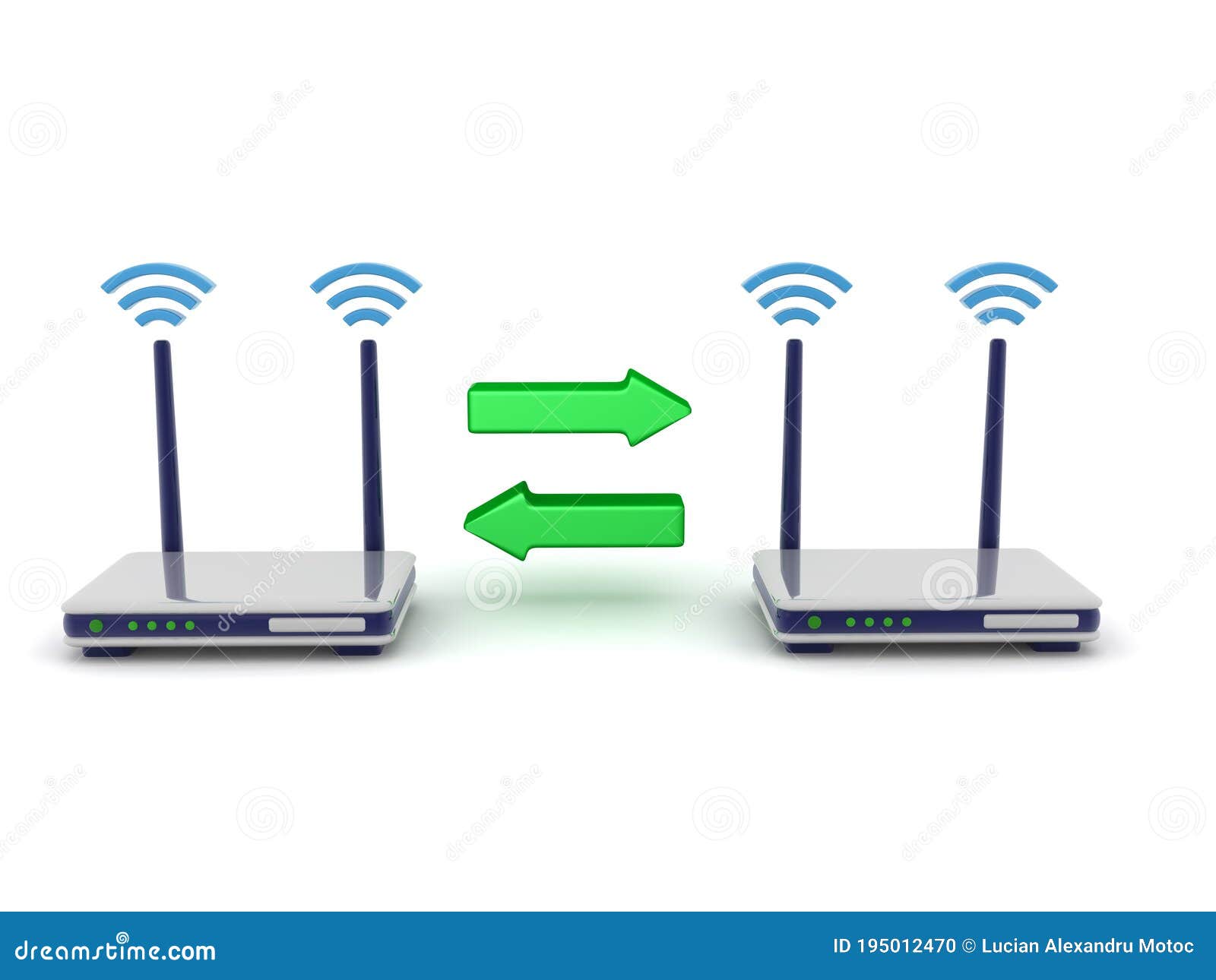 Two 3D Routers Connected To Each Other Stock Illustration ...