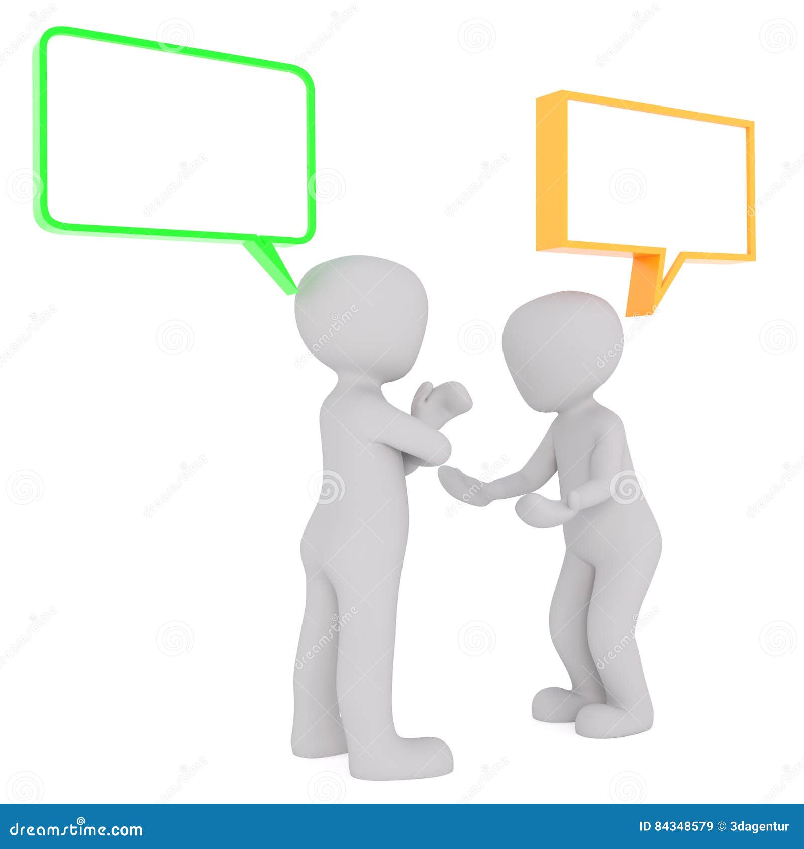 Two 3d Toons Under Empty Speech Boxes Stock Illustration - Illustration ...