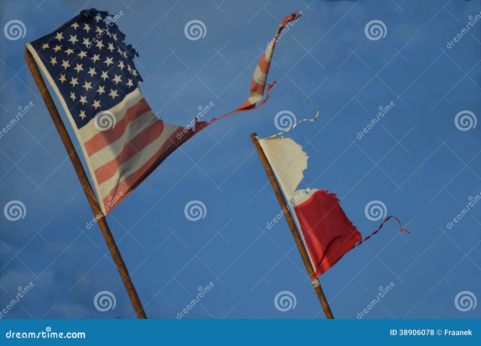 Two damaged flags. stock photo. Image of fabric, patriotism - 38906078