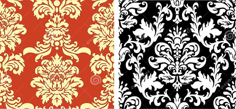 Two Damask Patterns stock vector. Illustration of colours - 17547421