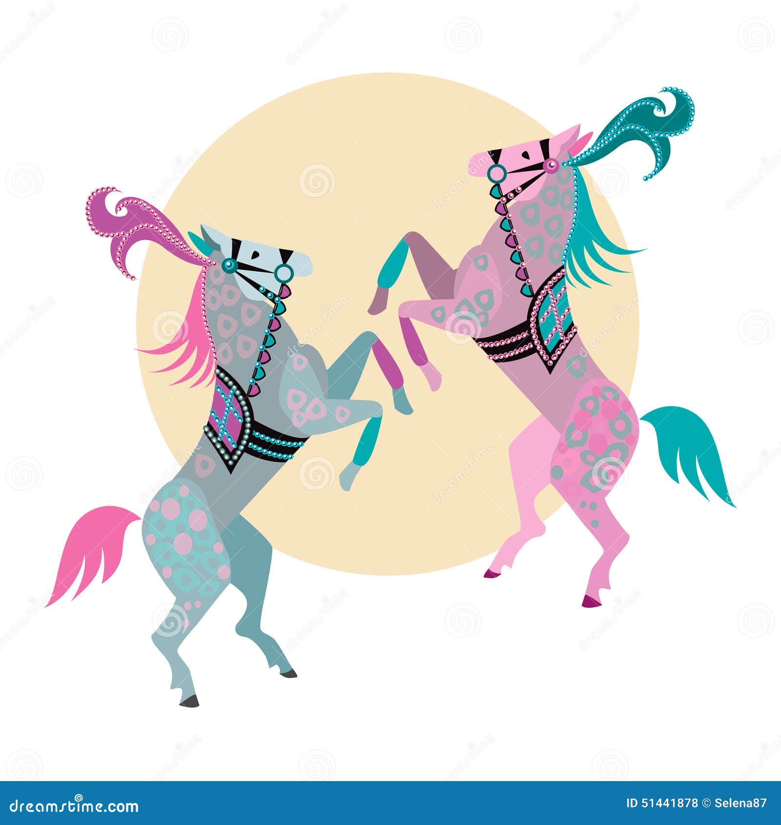 Two dancing ponies stock vector. Illustration of horses - 51441878