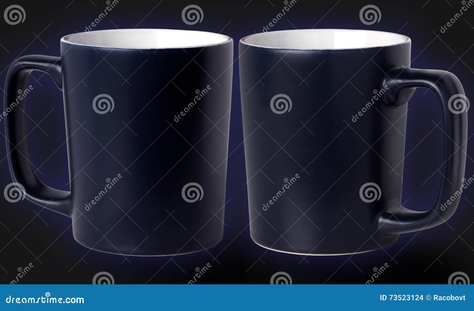 Two dark blue cup stock photo. Image of drink, empty - 73523124