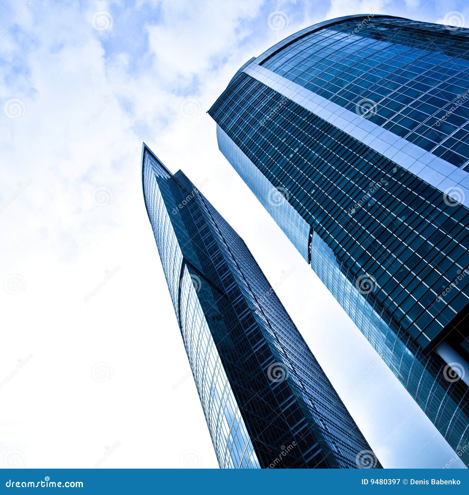 Two dark blue skyscrapers stock image. Image of large - 9480397