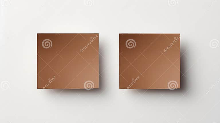 Two Dark Brown Square Paper Notes on a White Background. Brainstorming ...
