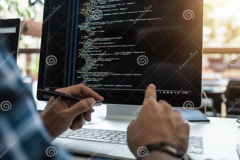 Two Data Scientists Work Together at Their Office Analyzing Big Data on ...