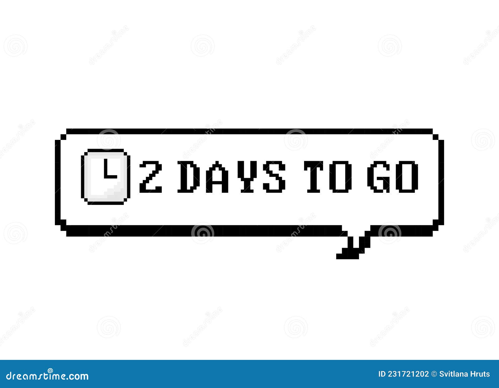 Two Days Countdown Go in Speech Bubble. Pixel Design. Vector ...