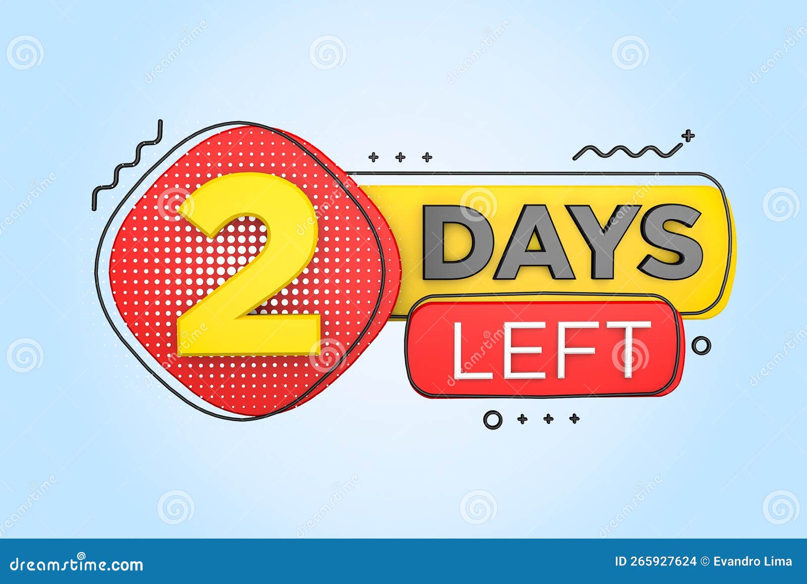 Two Days Left. Left Days Countdown Banner in 3D. Sales Time Count Stock ...