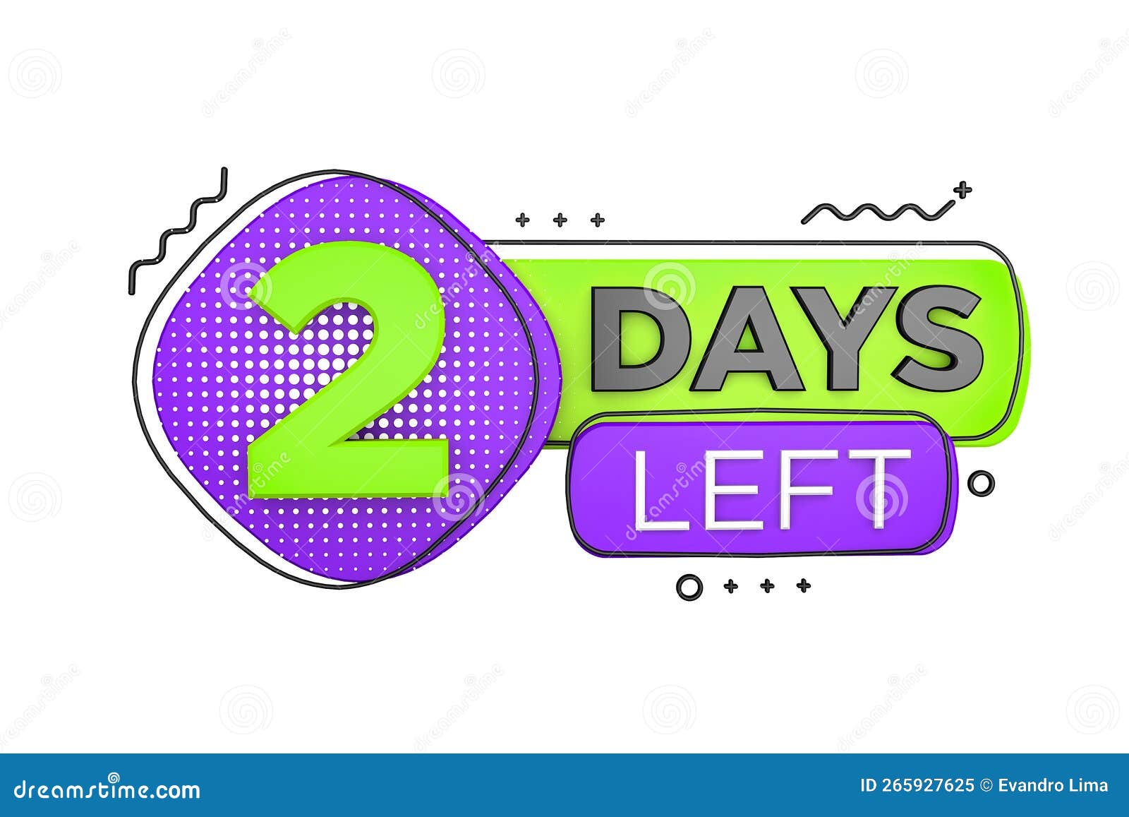 Two Days Left. Left Days Countdown Banner in 3D. Sales Time Count Stock ...