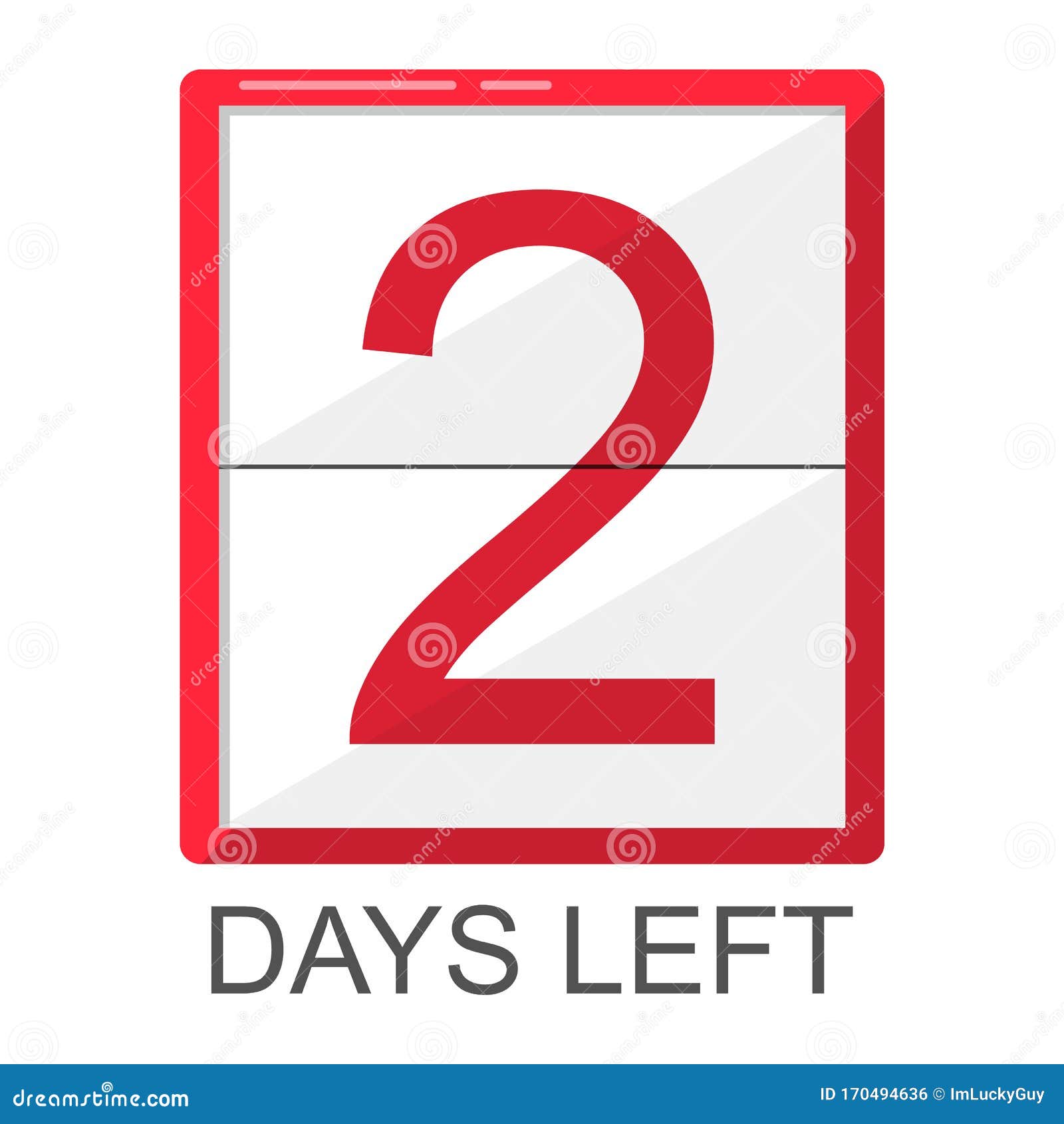 Two Days Left Red Board. Vector Isolated Element Stock Illustration ...