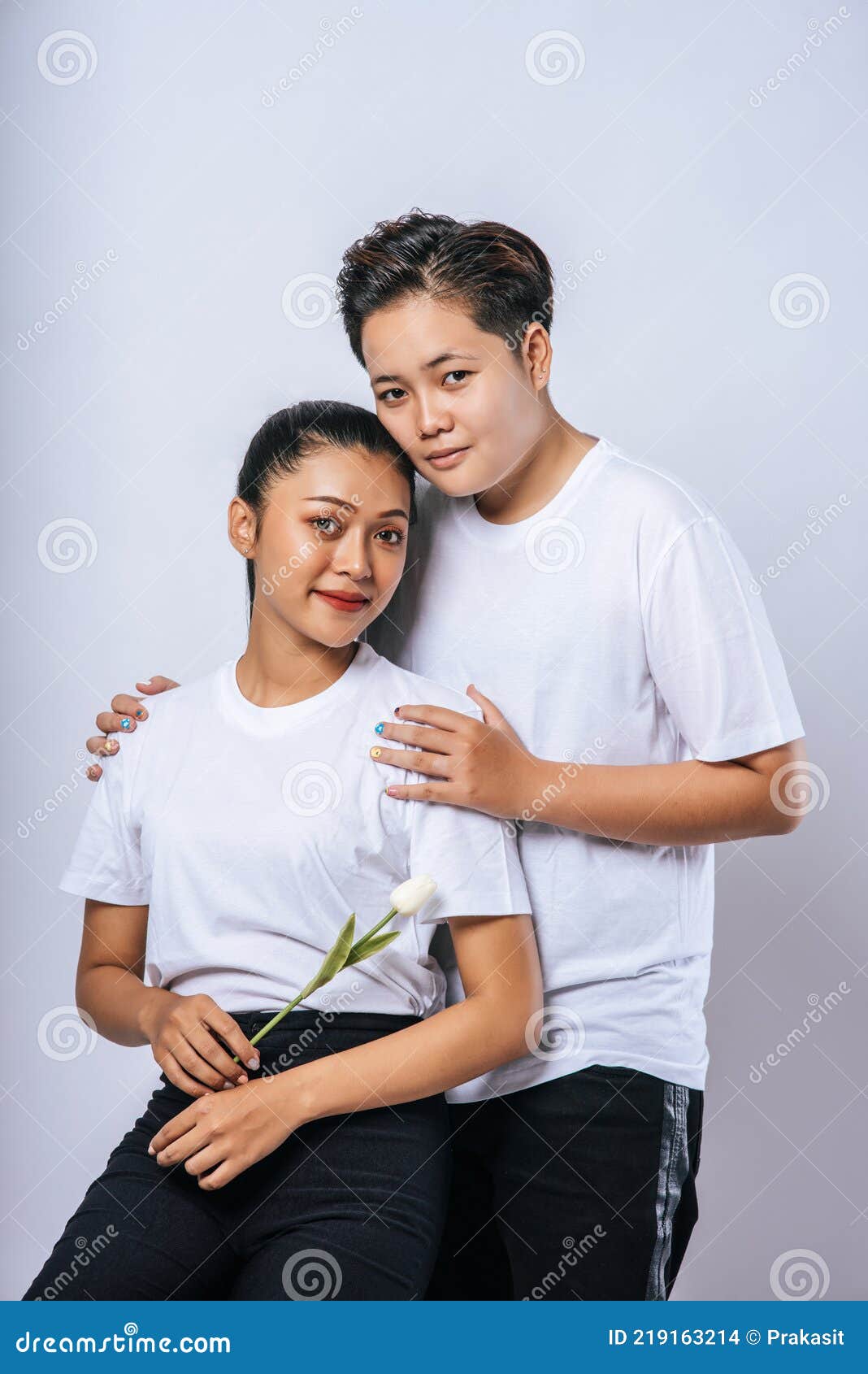 Two Dear Women Stood and Held Another Shoulder Stock Photo - Image of ...