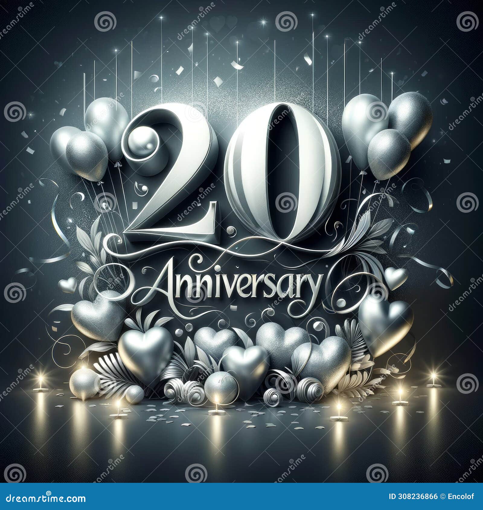 Two Decades of Love: 20th Anniversary Celebration Stock Illustration ...