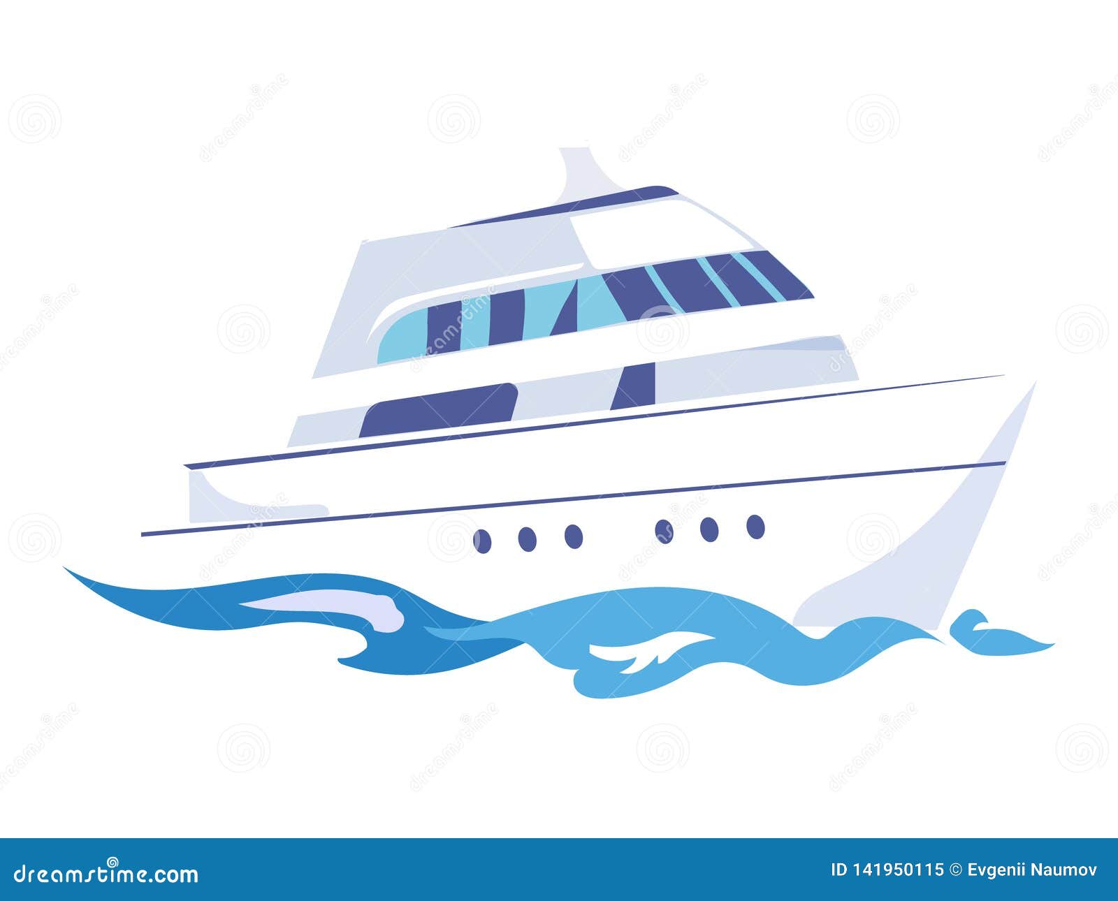 Two-Deck Ship on the Water. Vector Illustration Stock Vector ...
