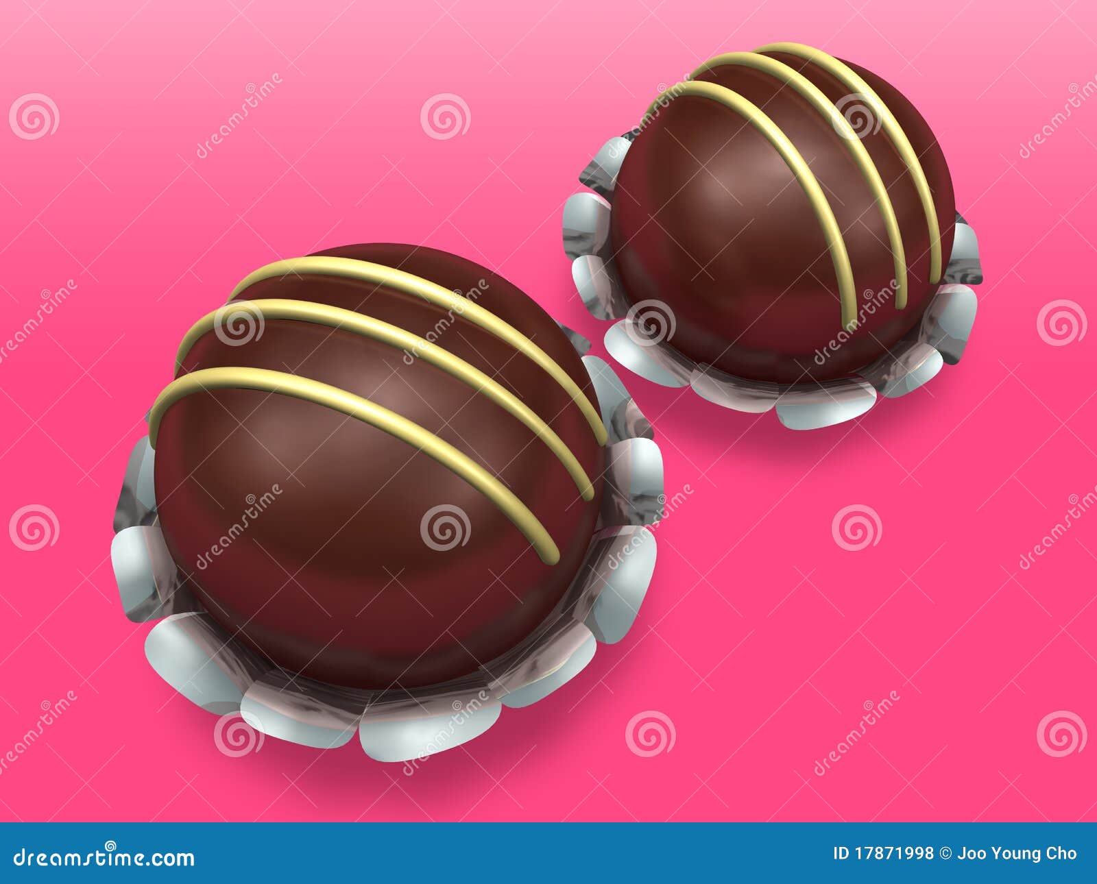 Two Decorated Chocolate on Pink Background Stock Illustration ...