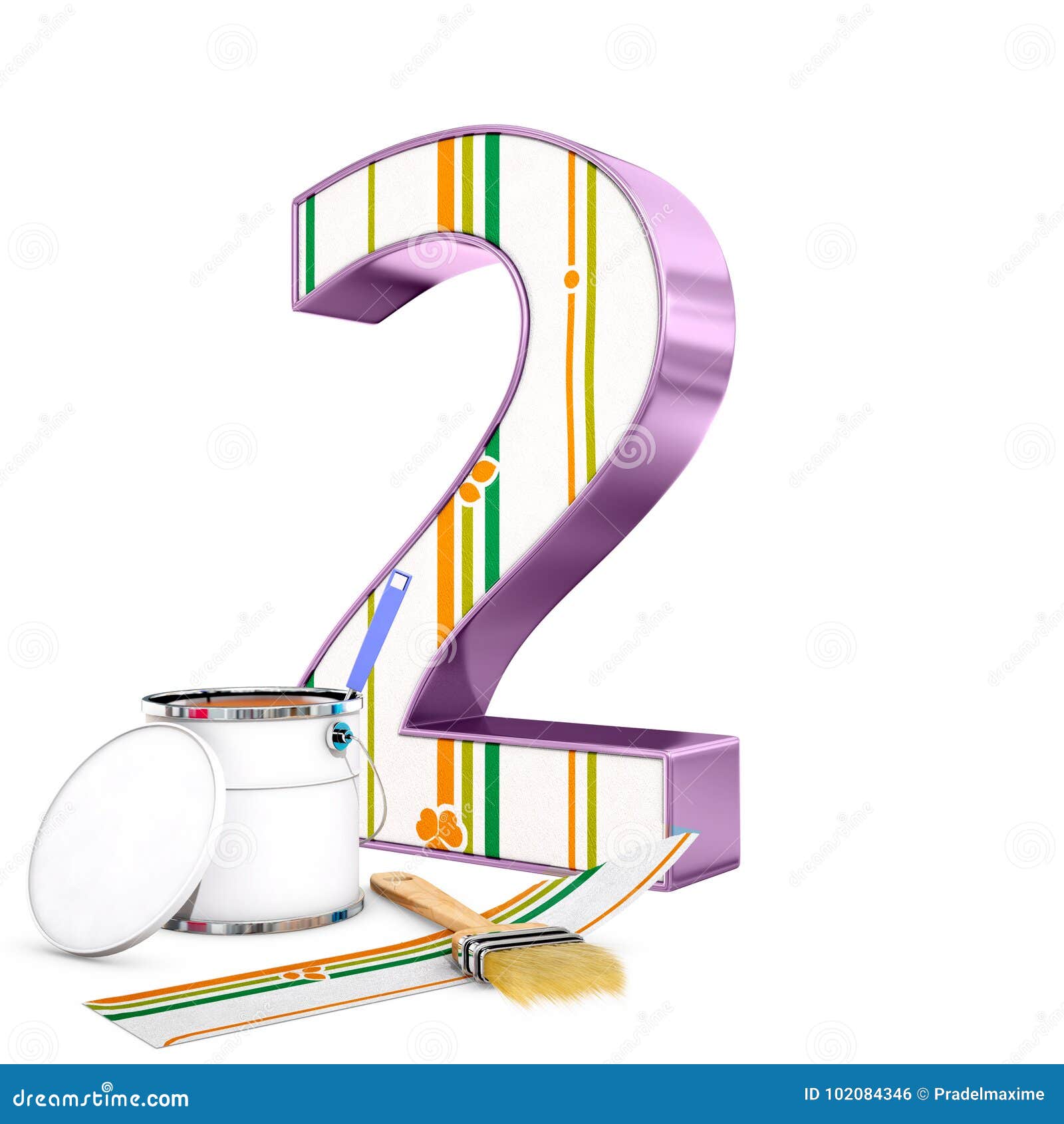 `two` Decorated Number with Renovation Tools Stock Illustration ...
