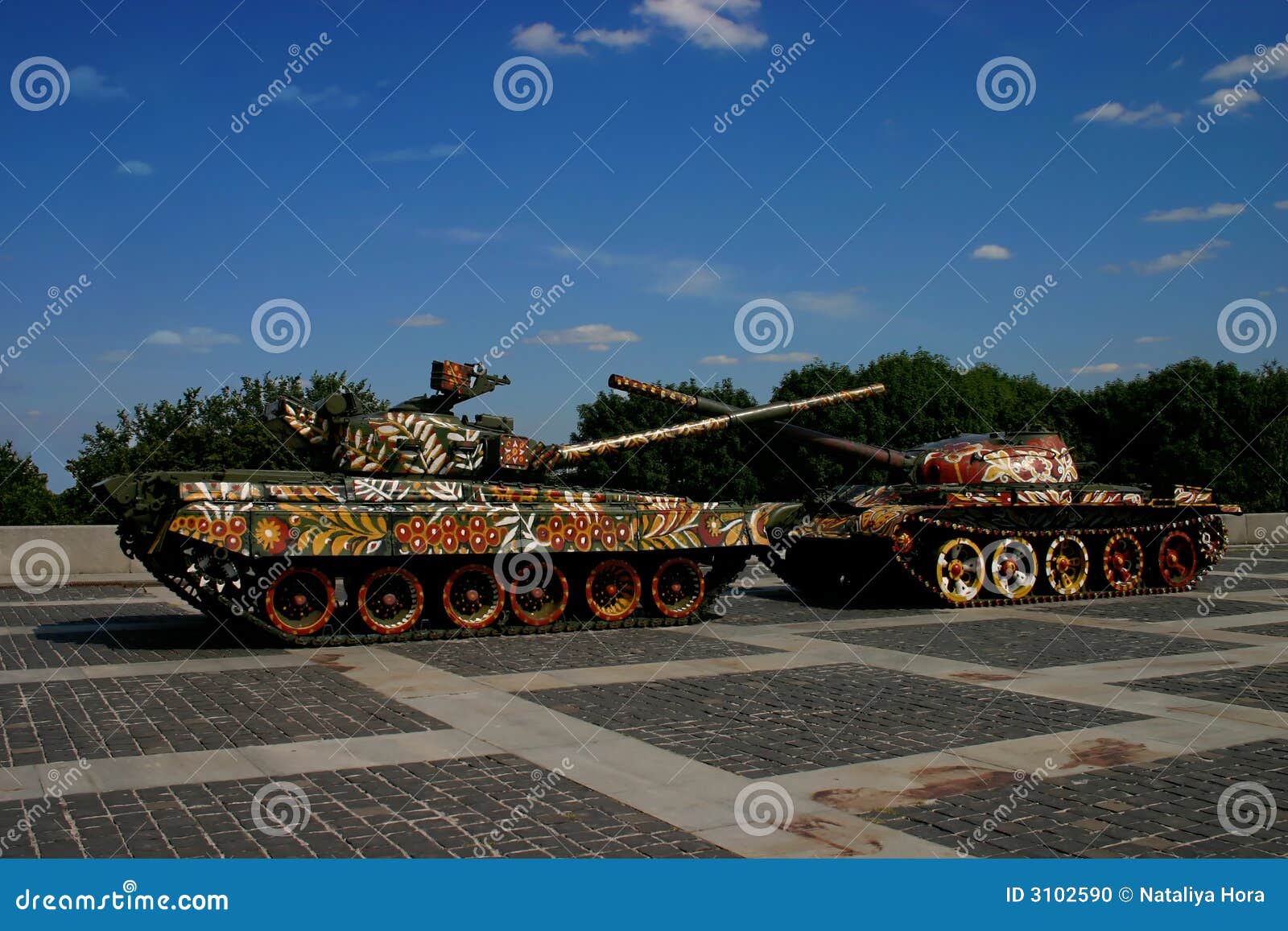 Two decorated tanks stock photo. Image of blue, conflict - 3102590