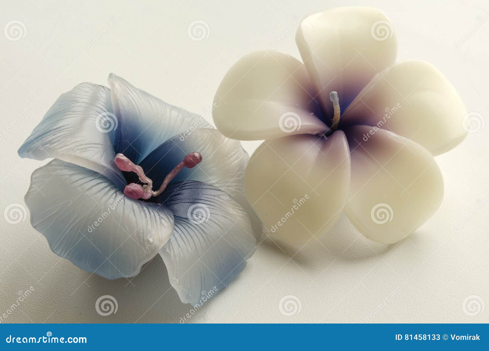 Two Decorative Candles in the Shape of Flowers Stock Image - Image of ...