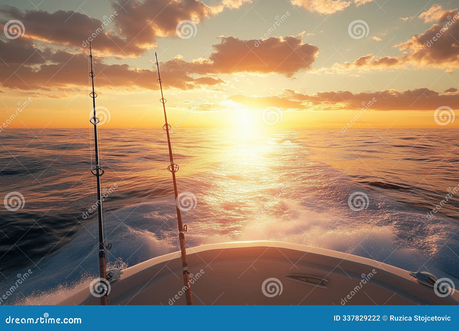 Two Deep Sea Fishing Rods on a Ship on the Open Sea Ai Photo Stock ...