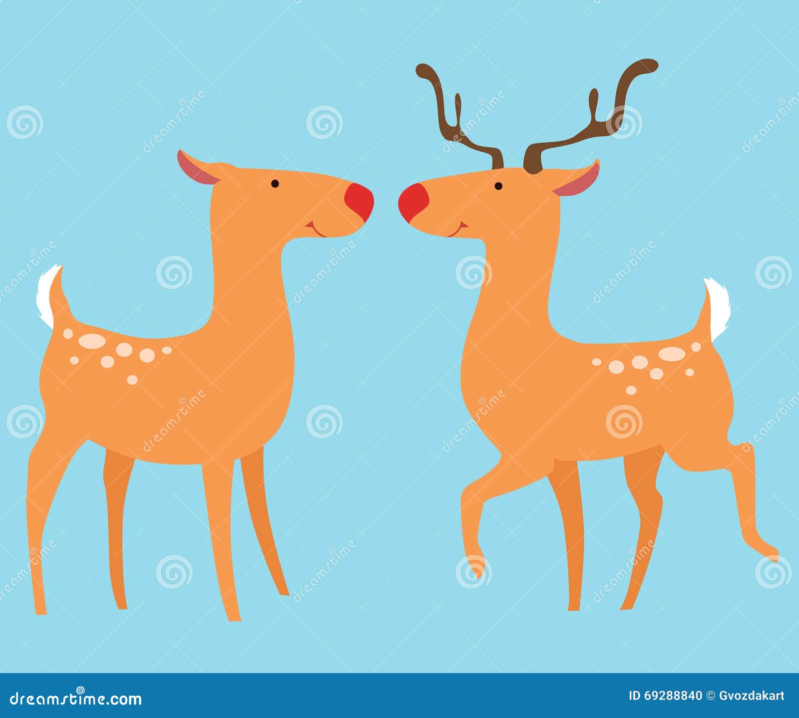 Two deer stock vector. Illustration of reindeer, stylized - 69288840