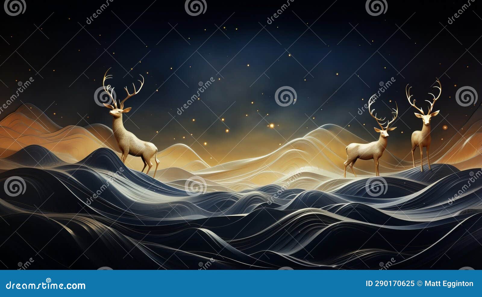 Two Deer Standing on a Mountain Peak Stock Illustration - Illustration ...