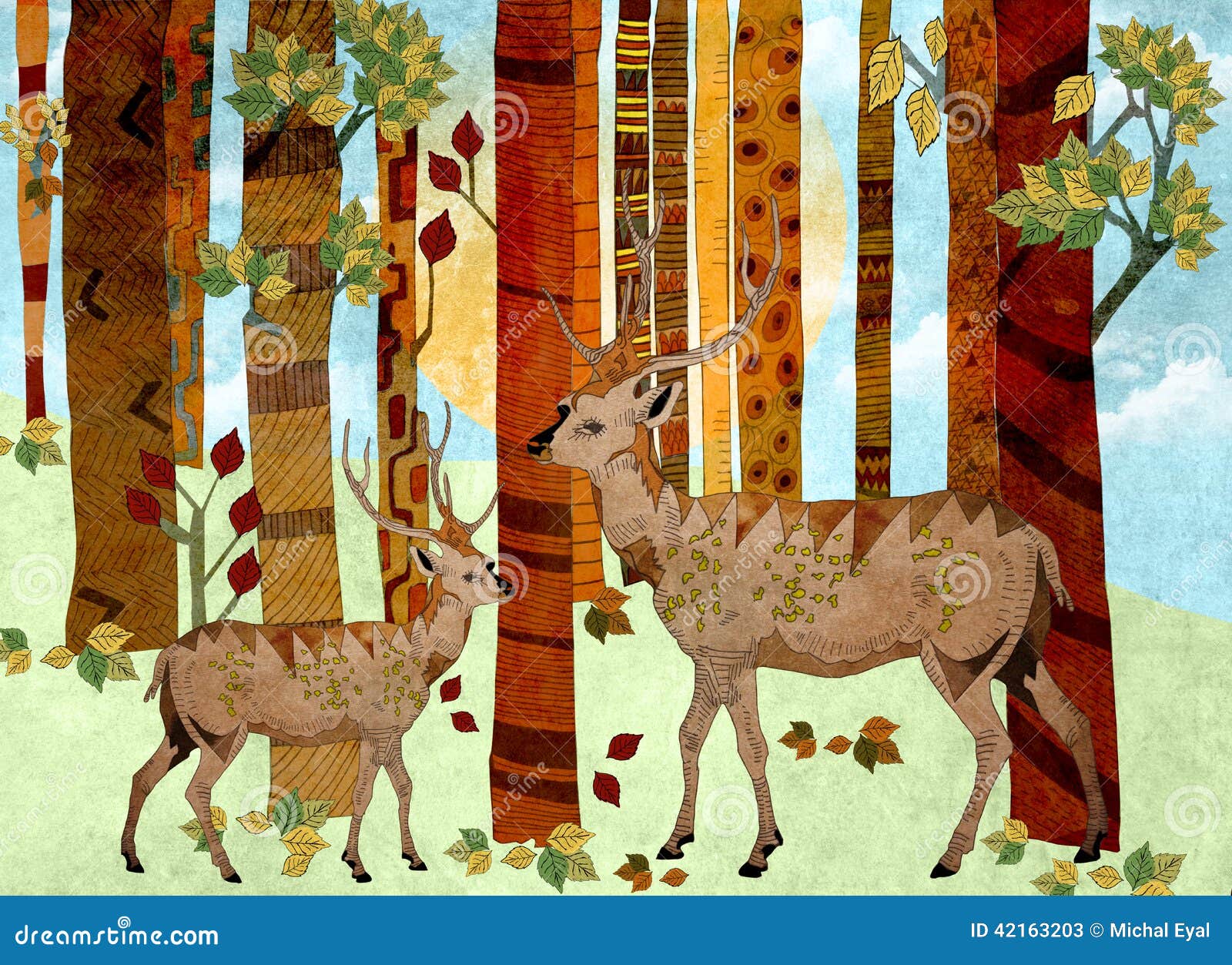Two deer in the woods stock illustration. Illustration of mixed - 42163203