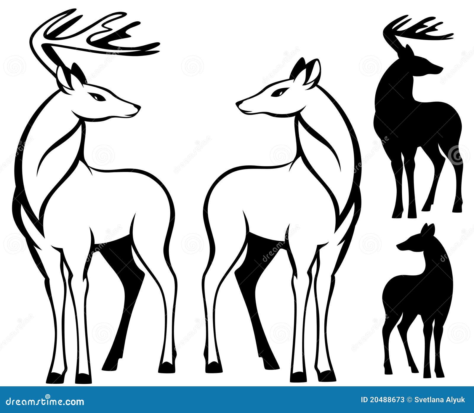 Two deers vector stock vector. Illustration of black - 20488673