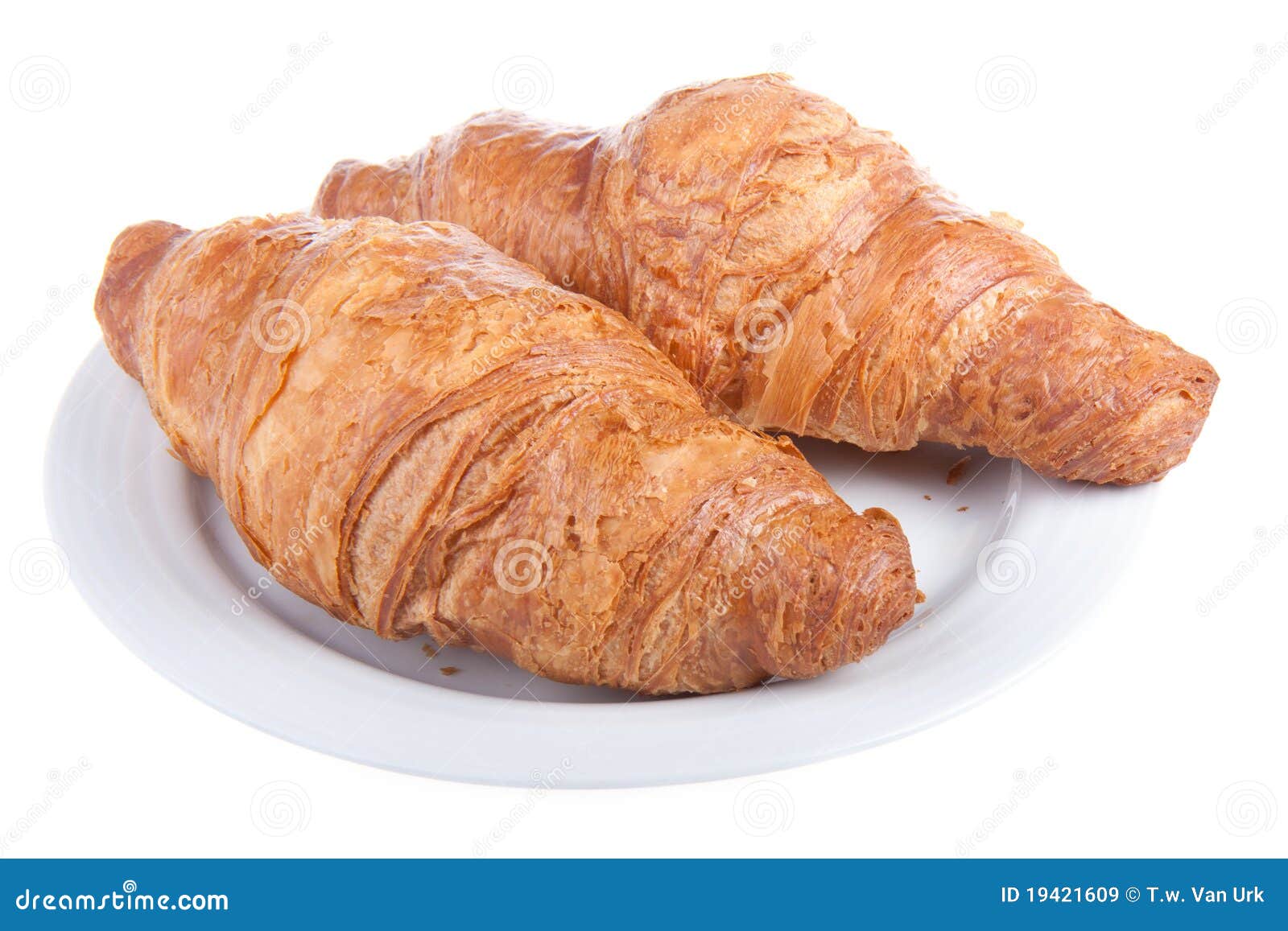 Two Delicious Croissants on a Plate Stock Image - Image of eating ...