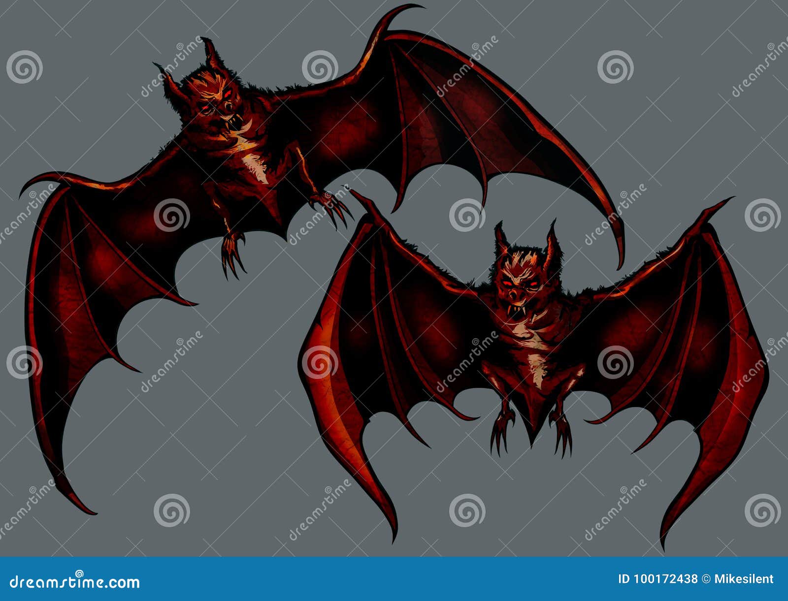 Two demonic bats stock illustration. Illustration of vampire - 100172438