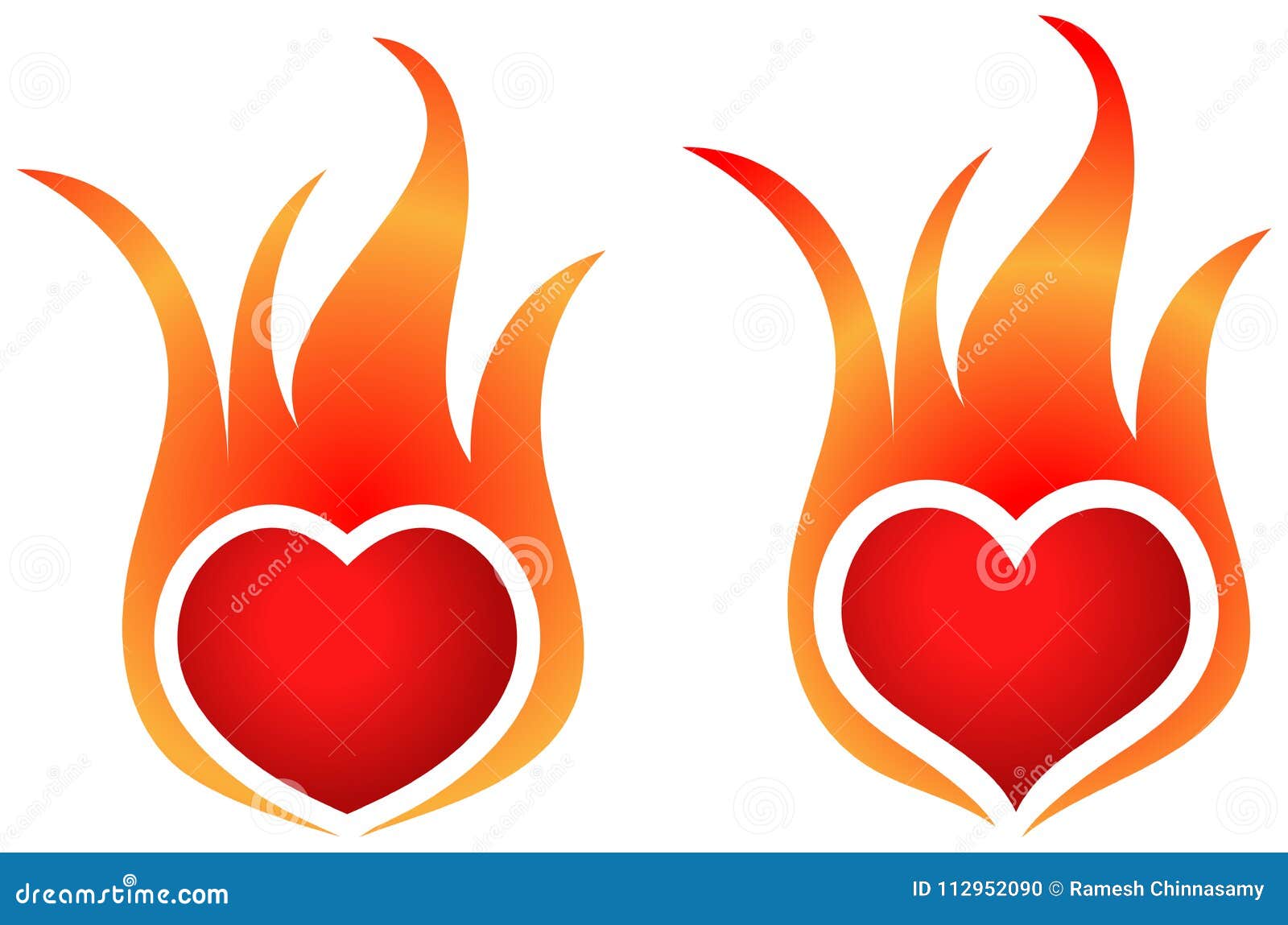 Fire Flame Heart Shape Logos Stock Vector - Illustration of decor ...