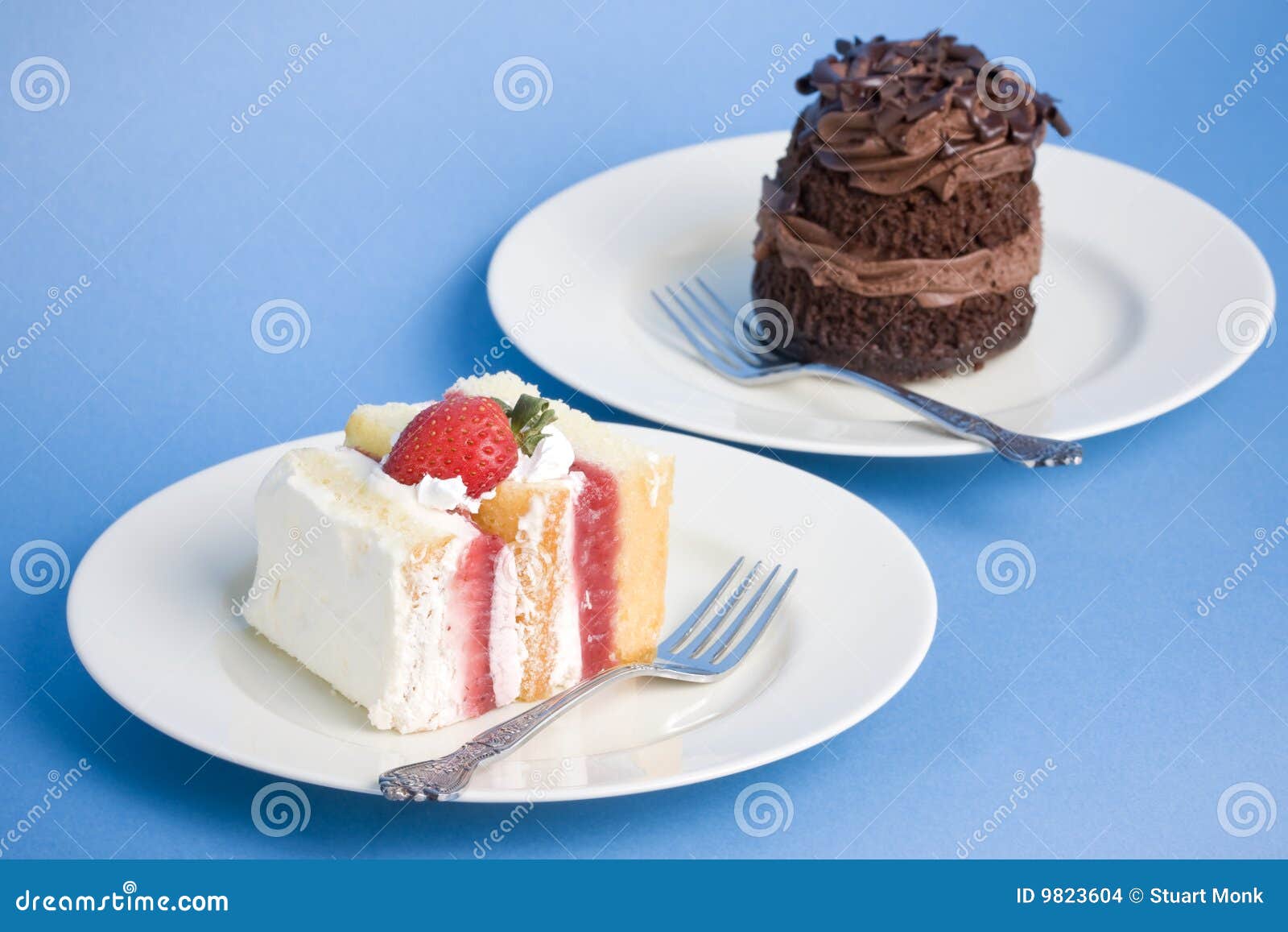 Two dessert cakes stock photo. Image of cream, chocolate - 9823604
