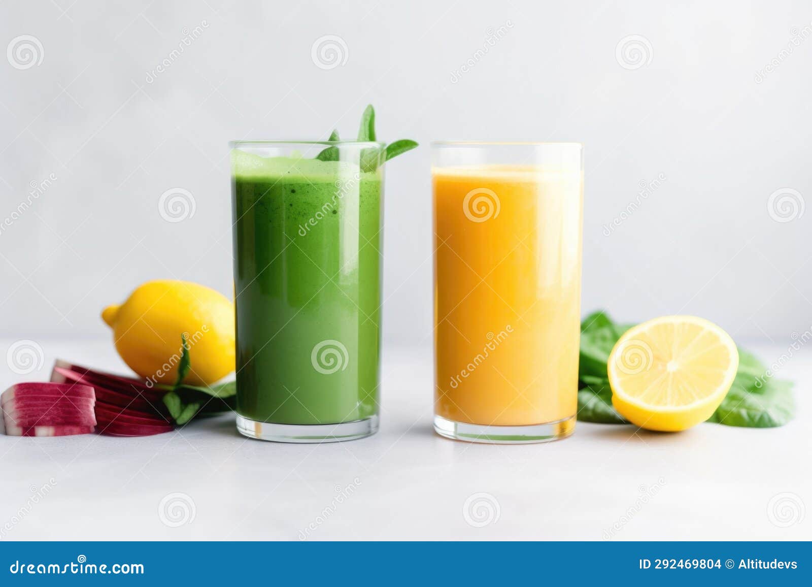 Two Detox Smoothies with Different Colors Together Stock Photo - Image ...