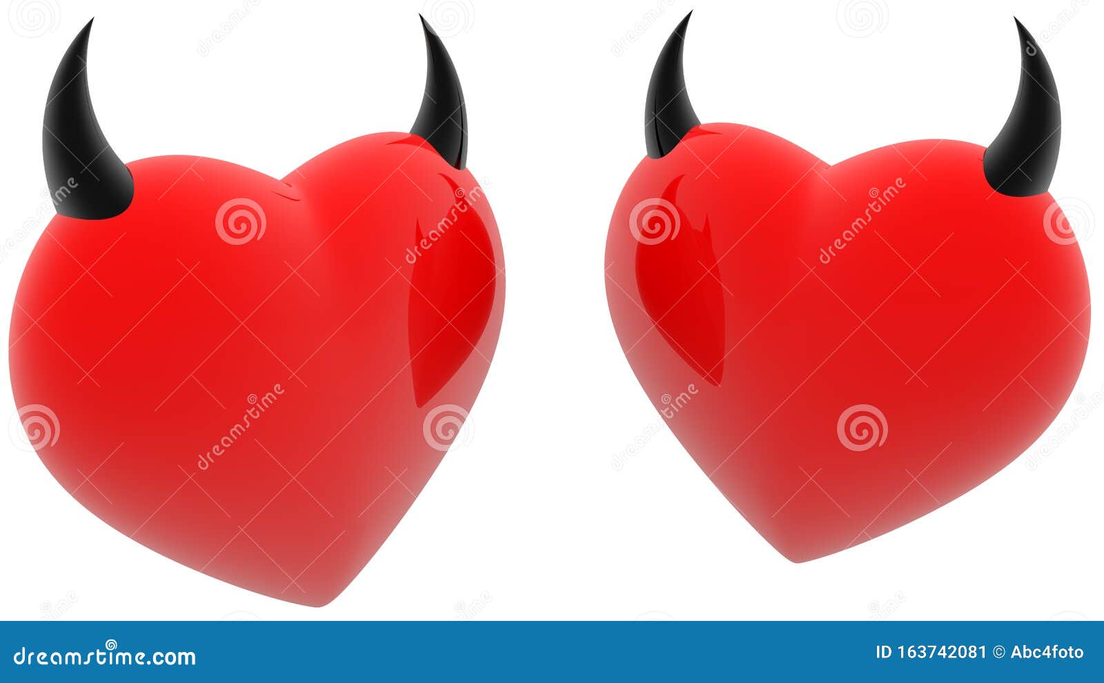 Two Devils Concept Hearts with Horns in Opposite.Family Relationship ...