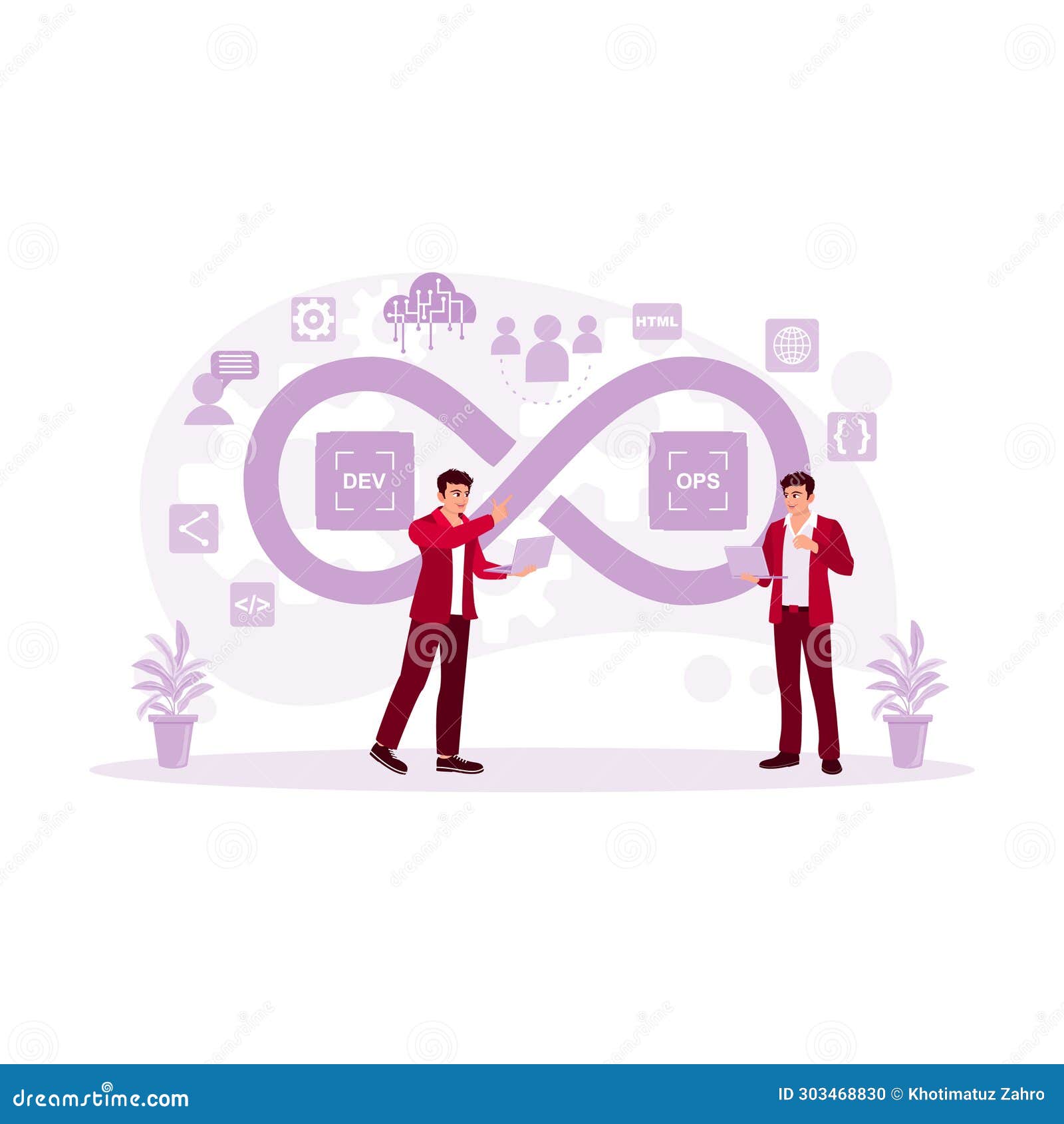 Two Devops Software Developers And It Operations Engineers Work In An Agile Methodology