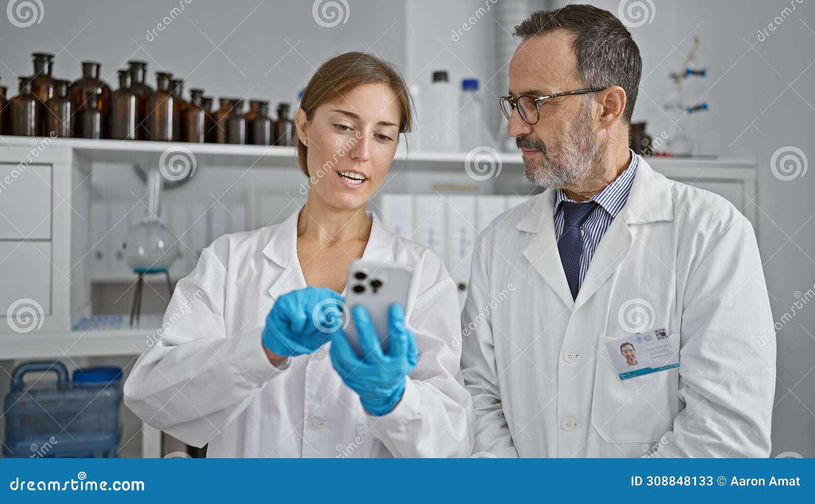 Two Devoted Scientists, Man and Woman, Speaking and Sharing Discoveries ...