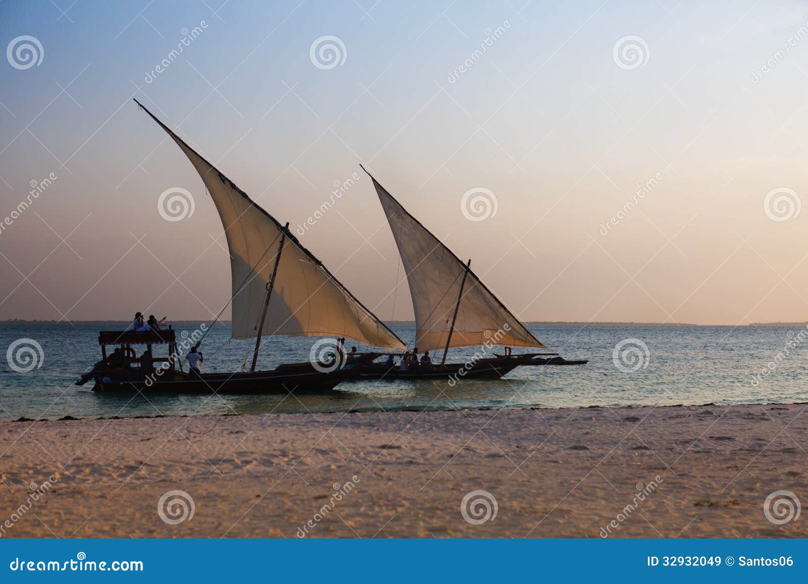 Two dhows in sunset stock image. Image of sundown, traditional - 32932049