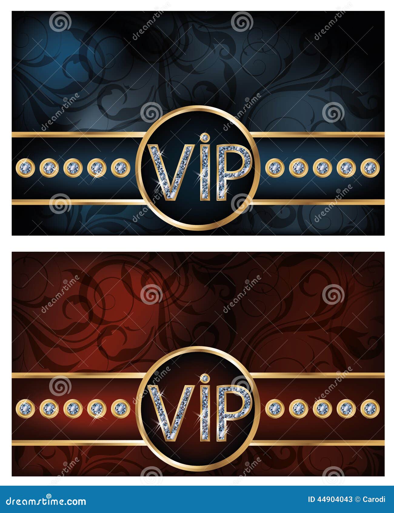 Two diamond VIP card stock vector. Illustration of important - 44904043