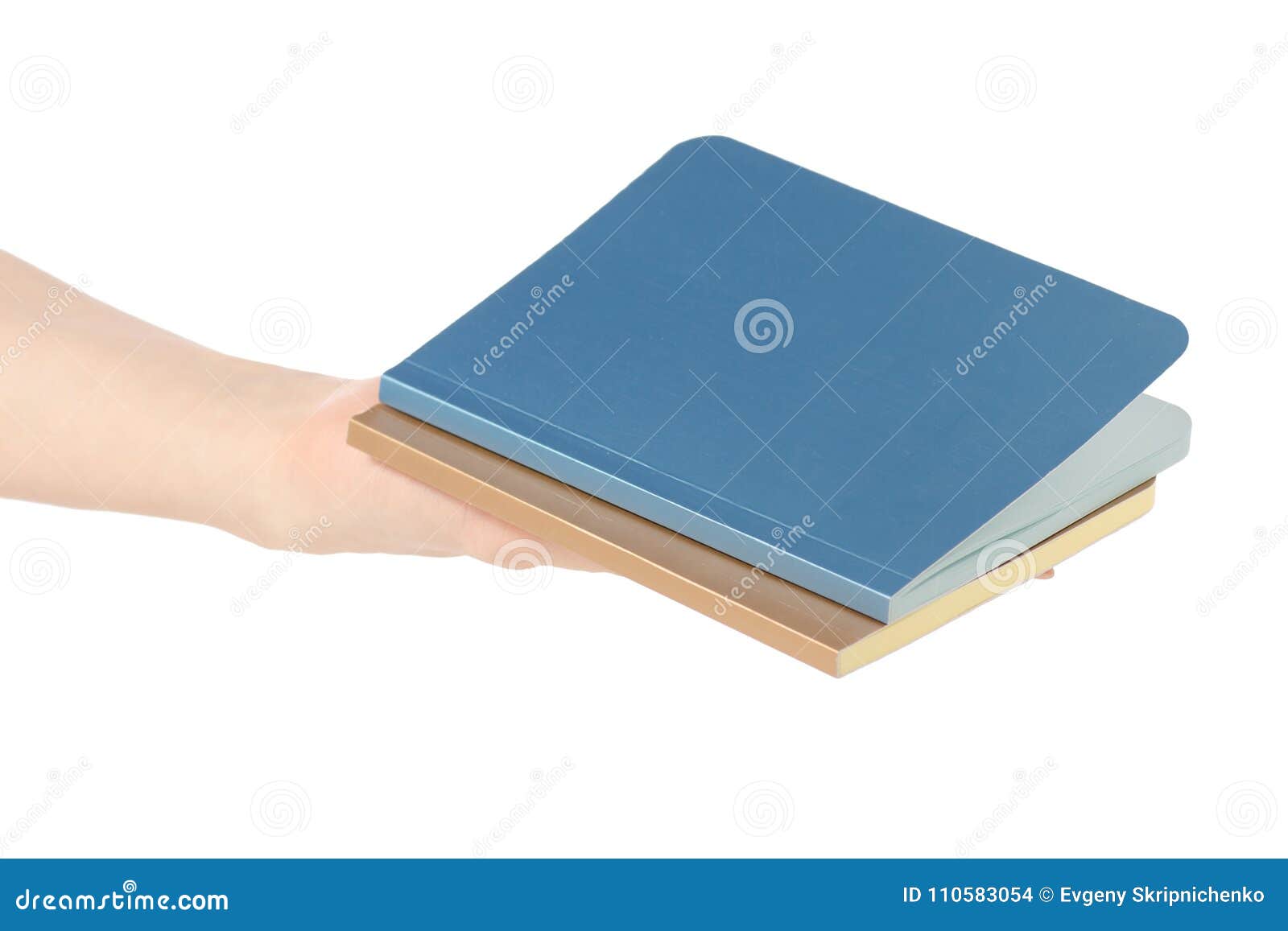 Two diary notebook in hand stock photo. Image of note - 110583054