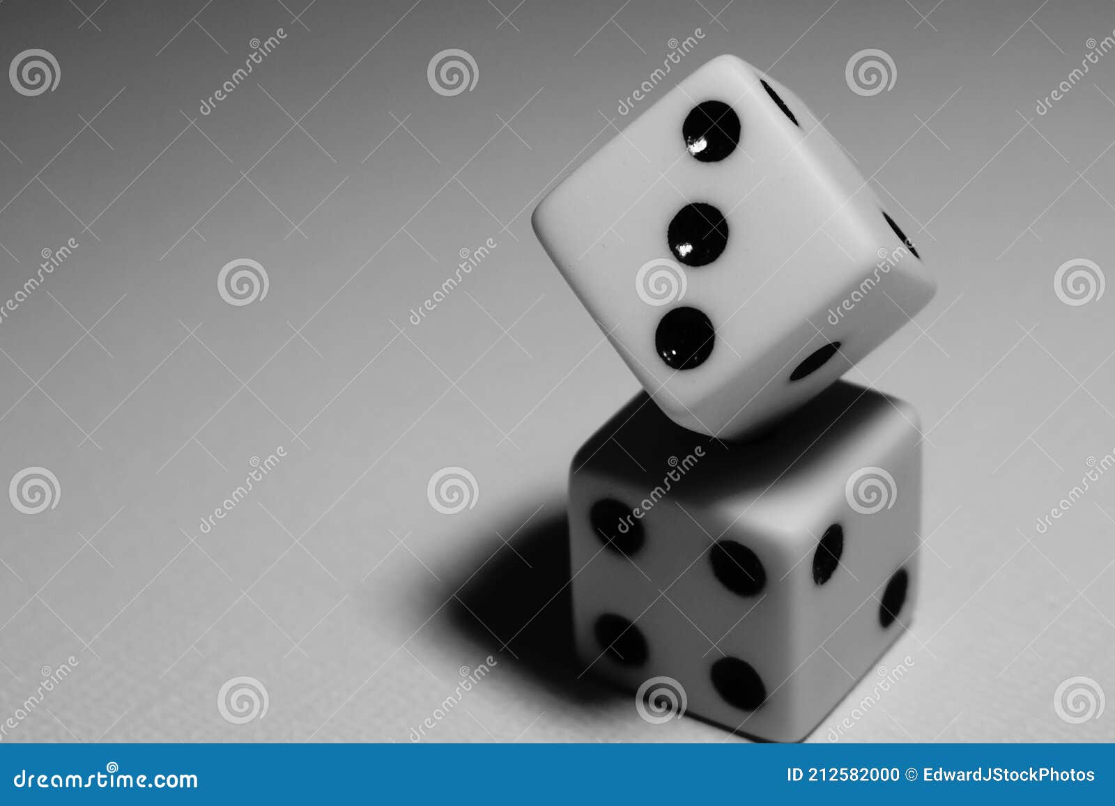 Two Dice Balanced. Black and White Image. Stock Photo - Image of ...