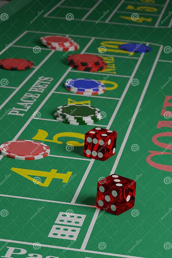 Two Dice on a Craps Table Next To Some Chips Stock Illustration ...