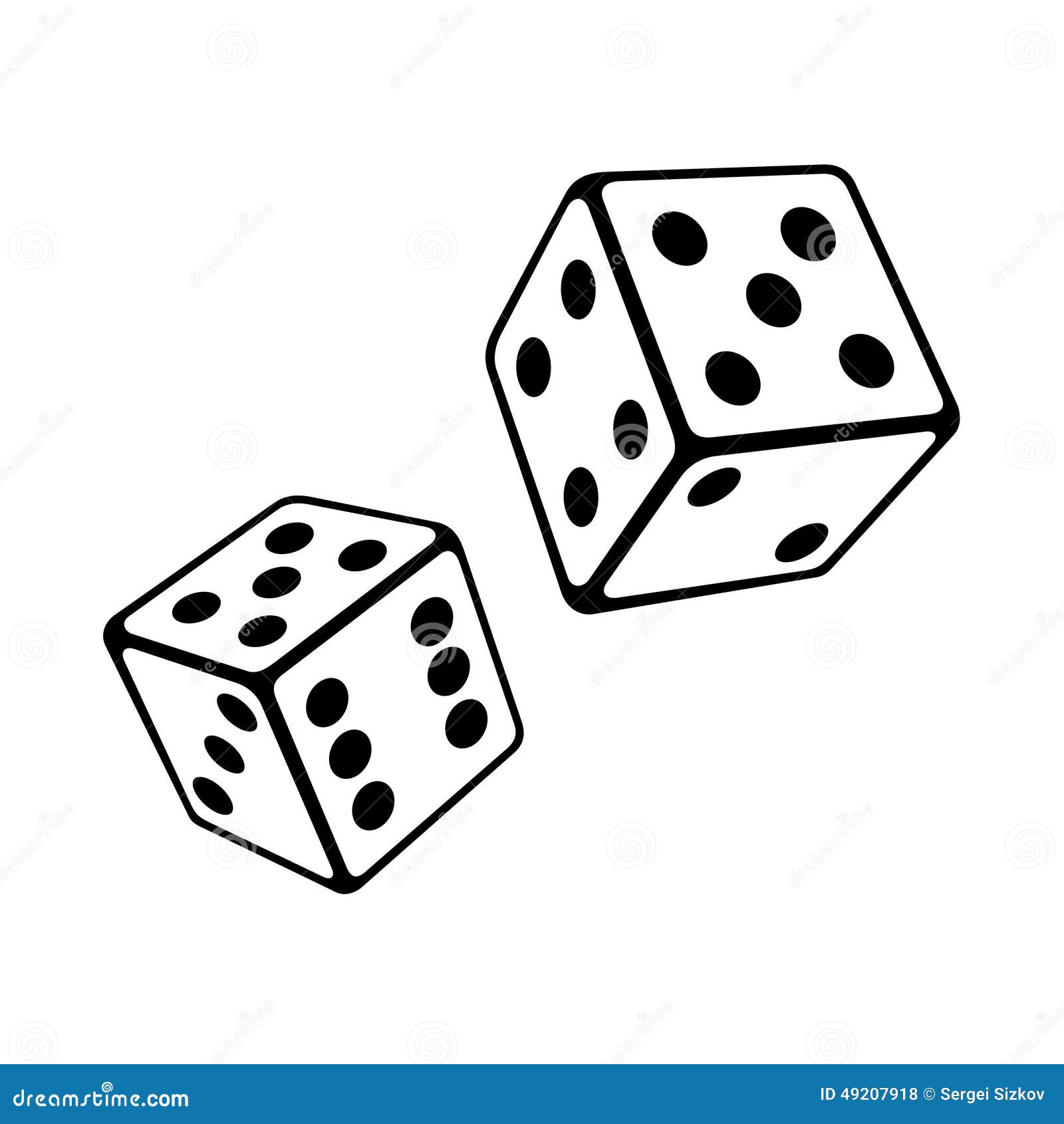 Two Dice Cubes on White Background. Vector Stock Vector - Illustration ...