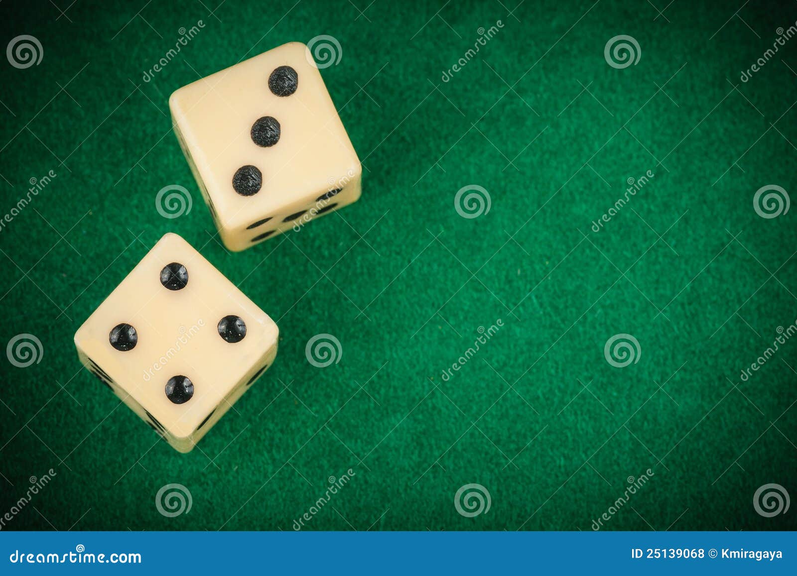 Two Dice on a Green Gaming Table Stock Photo - Image of green, gambling ...