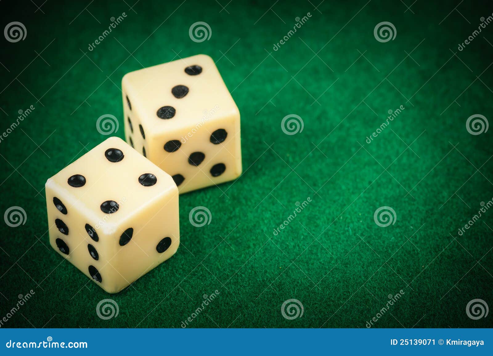 Two Dice on a Green Gaming Table Stock Image - Image of background ...