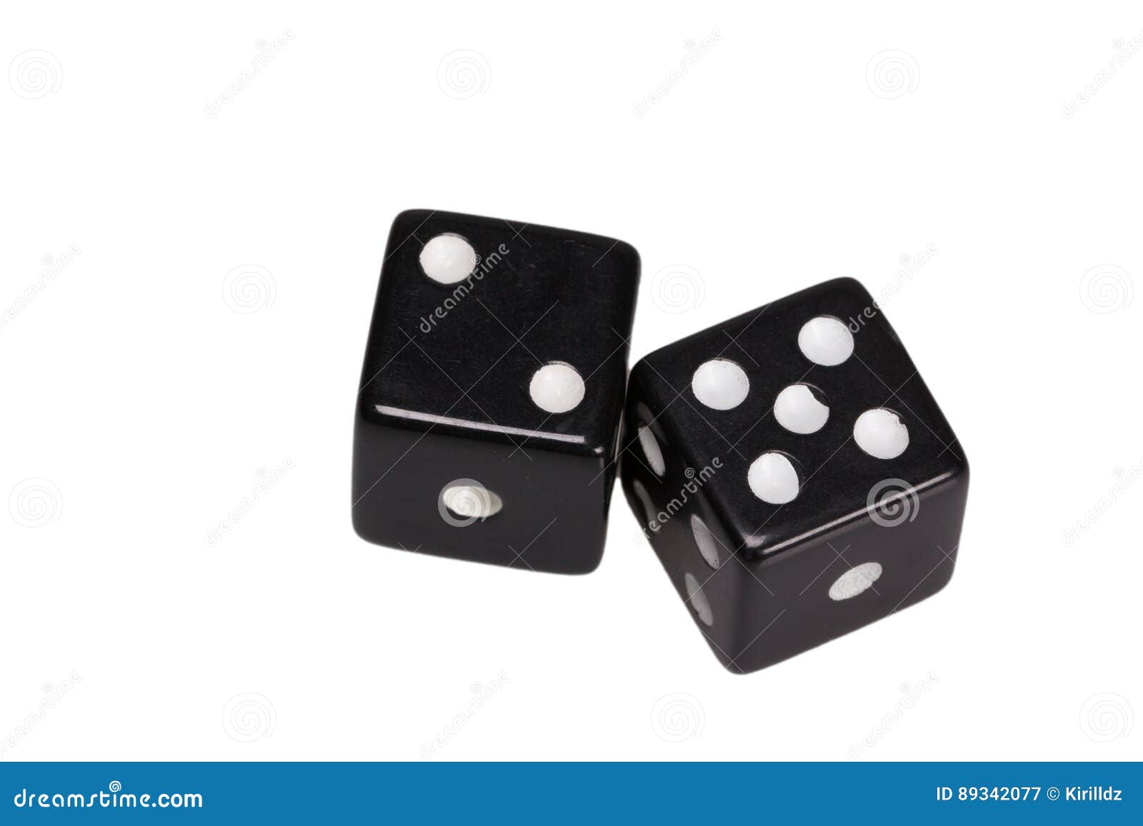 Two Dice Showing Two and Five Stock Image - Image of gambling, game ...