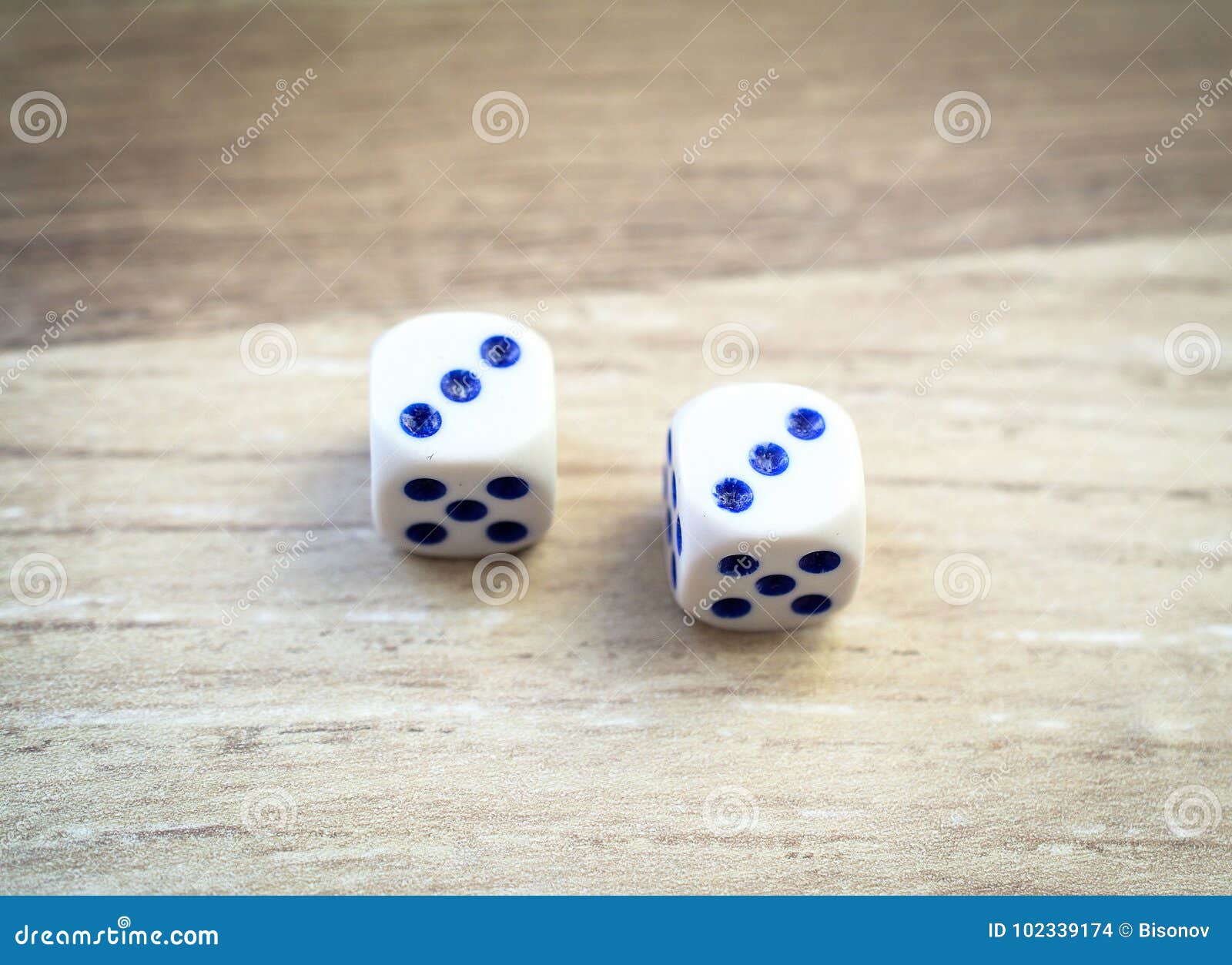 Two dice on the table stock photo. Image of black, probability - 102339174