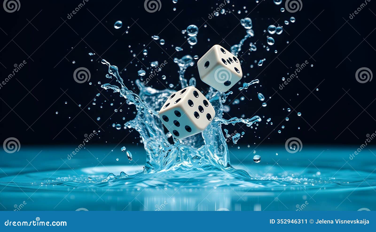 Two Dice are in the Water, One of Which is Missing Stock Illustration ...
