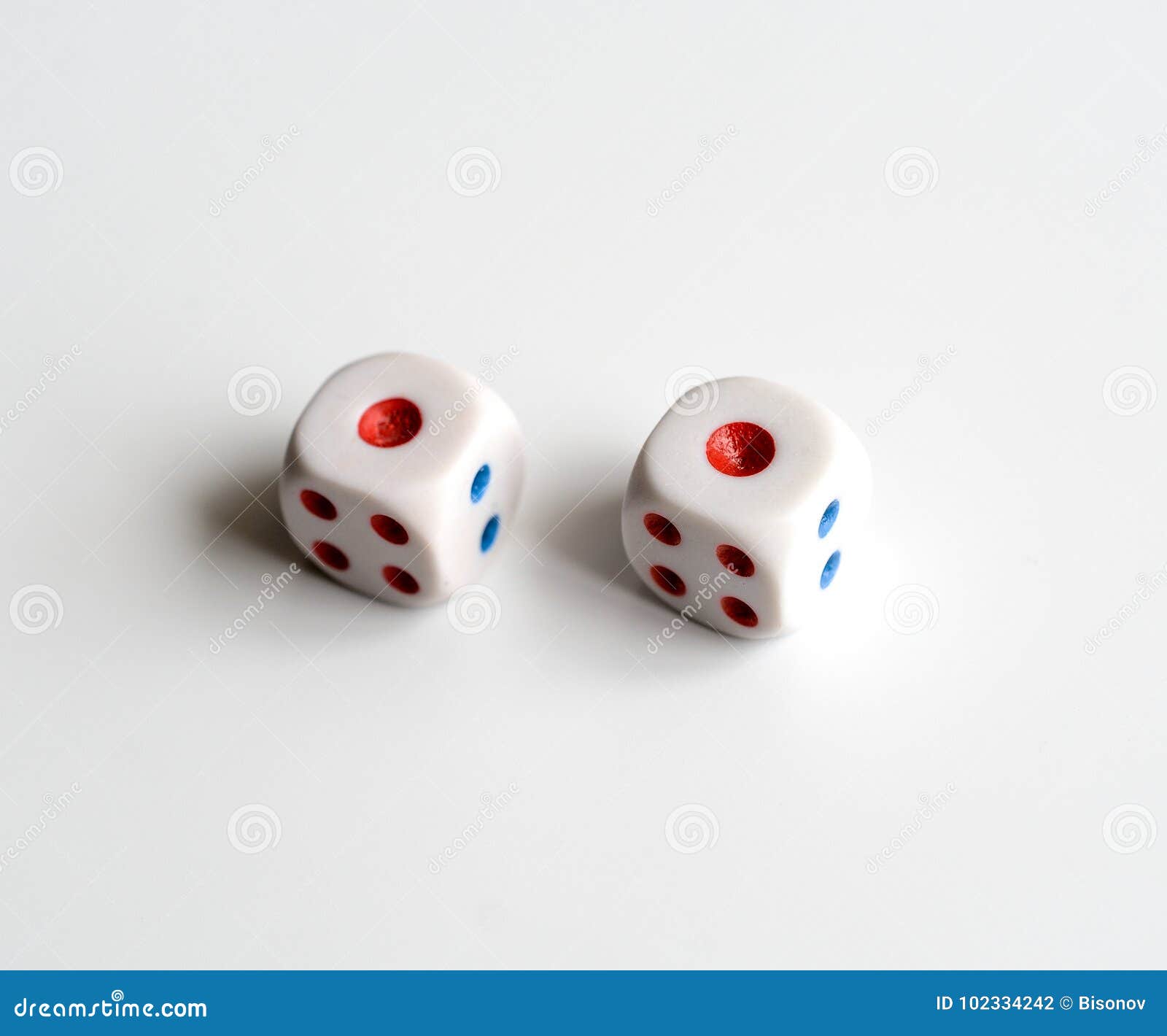 Two dice on white stock photo. Image of opportunity - 102334242