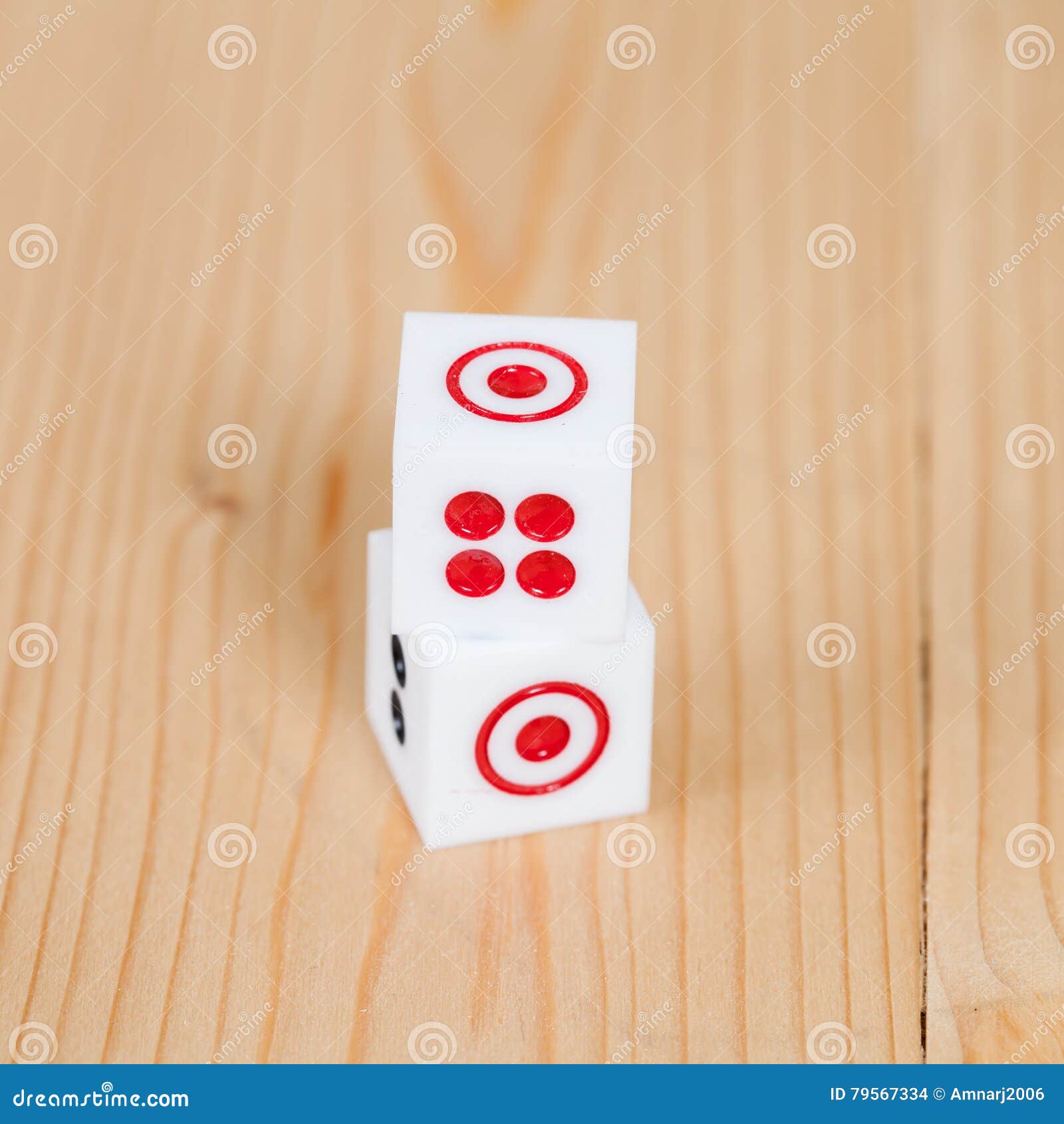 Two dice on wooden stock photo. Image of studio, luck - 79567334